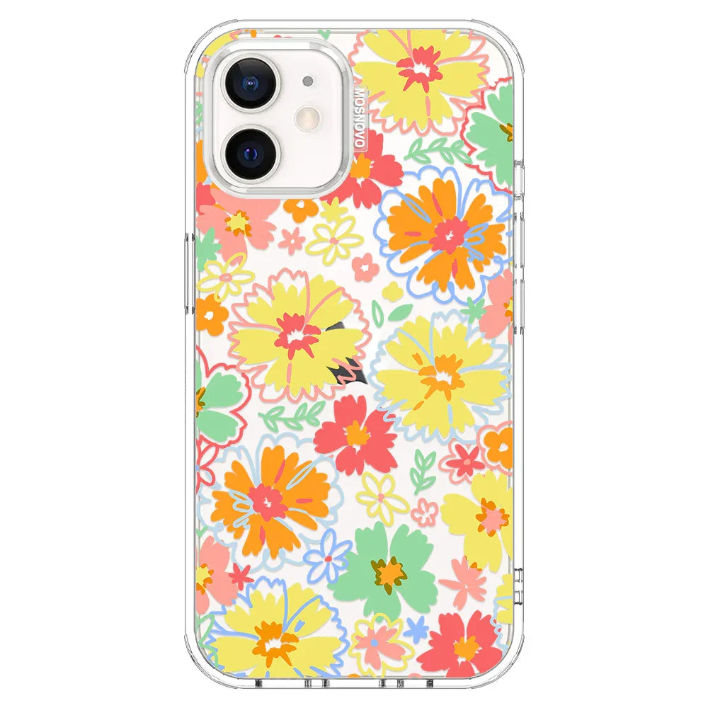 Retro Boho Hippie Flowers Phone Case - iPhone 12 Case – MOSNOVO