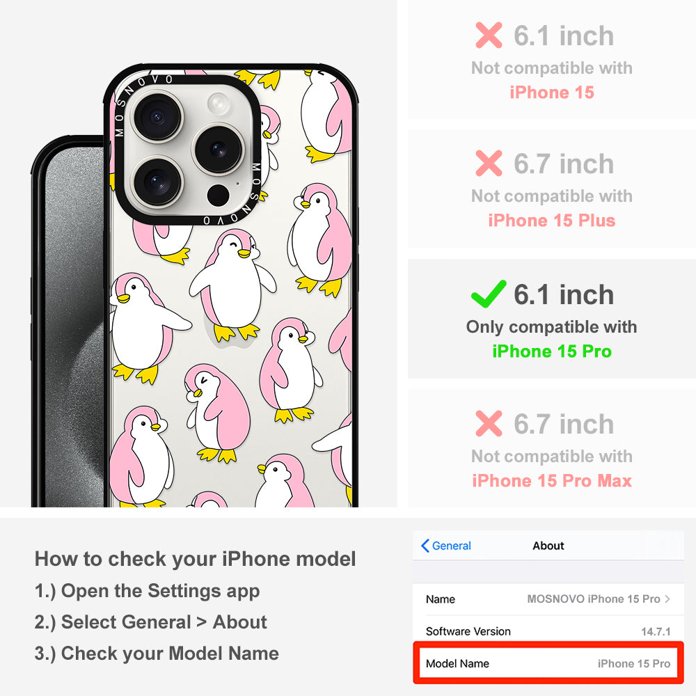 Pink Penguins Phone Case - iPhone 15 Pro Case – MOSNOVO