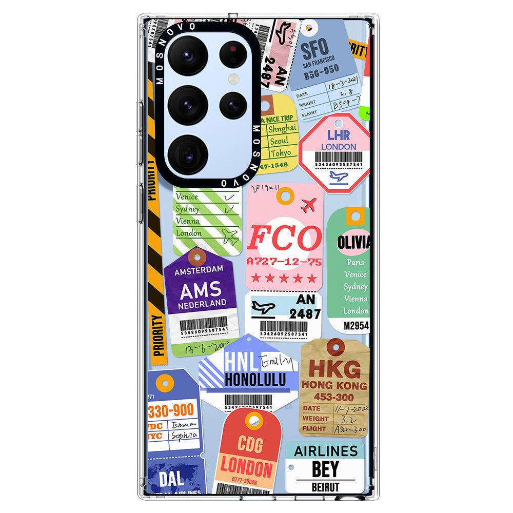Air Ticket Labels Phone Case - Samsung Galaxy S22 Ultra Case – MOSNOVO