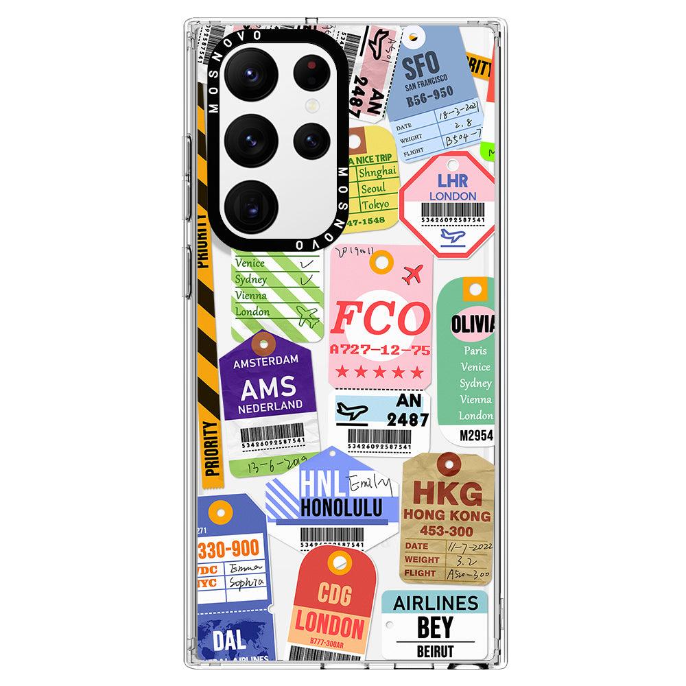 Air Ticket Labels Phone Case - Samsung Galaxy S22 Ultra Case – MOSNOVO