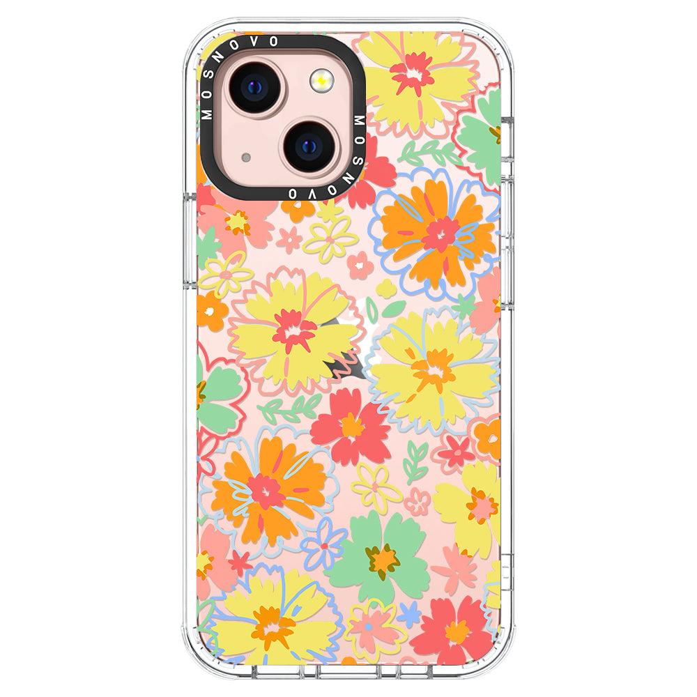 Retro Boho Hippie Flowers Phone Case - iPhone 13 Mini Case – MOSNOVO
